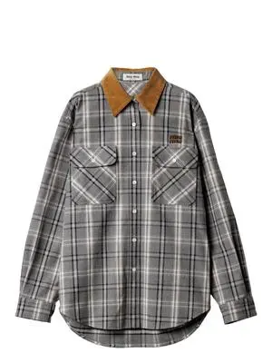Miu Miu Checked Flannel Shirt - Slate Gray