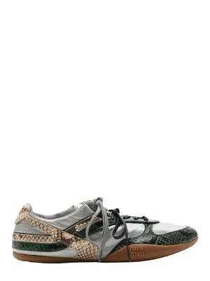 Miu Miu Snake-effect Nylon Sneakers - Green