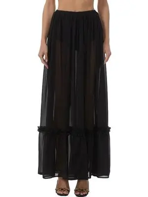 AFRM Allegra Rhinestone Chiffon Maxi Skirt - Noir