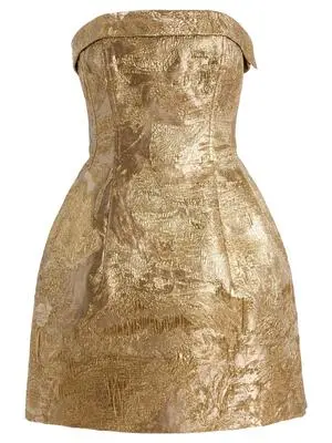 Simkhai Ariani Metallic-jacquard Mini Dress - Gold