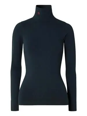 Perfect Moment Ribbed Thermal Modal-blend Turtleneck Top - Black