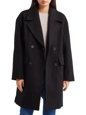 Lucky Brand Boxy Double Breasted Coat - Black