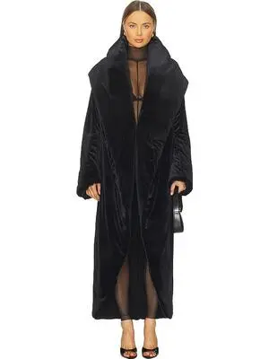 Norma Kamali Oversized Shawl Collar Maxi Coat - Black