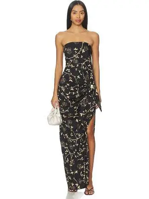 Agua Bendita X Melina Midi Dress - Black Floral