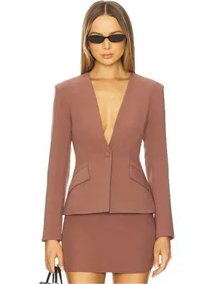 ALL THE WAYS Elizabeth Deep V Blazer - Brown