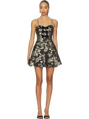Alice + Olivia Daniela Bow Structured Mini Dress Black & Gold