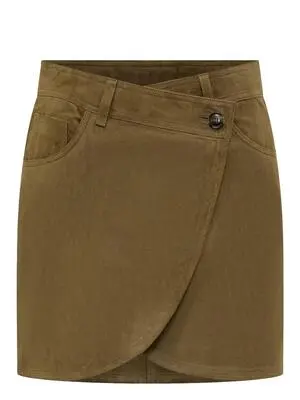 Ba&sh Suede Mini Skirt With Asymmetrical Closure - Brown