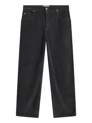 Folk Barrel Leg Corduroy Trousers - Smoke Grey Chunky Cord