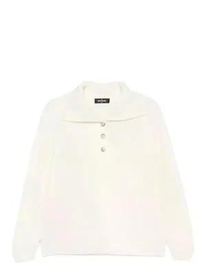 GRAN SASSO Collared Button Sweater - White