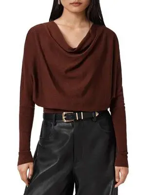 ALLSAINTS Ridley Dolman Sleeve Crop Sweater - Chestnut Brown