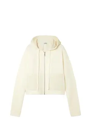 Loewe Leather-trimmed Wool-blend Zip-up Hoodie - White