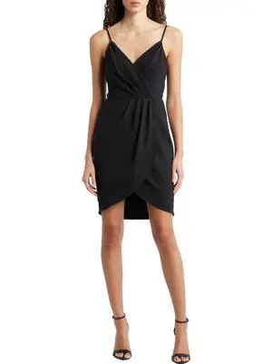 Julia Jordan Pleated Tulip Hem Cocktail Dress - Black
