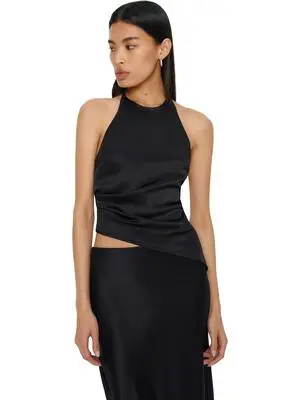 REFORMATION Reese Silk Halter Top - Black