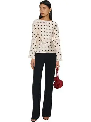 REFORMATION Marlow Silk Top - Sundae Dot