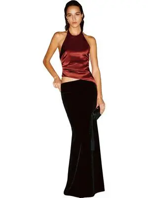 REFORMATION Jayne Knit Velvet Skirt