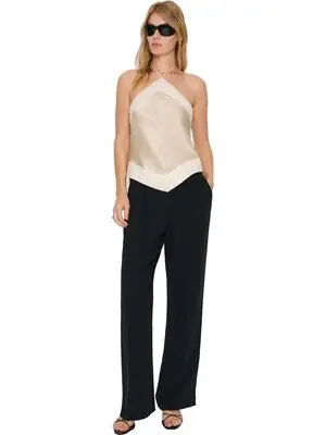 REFORMATION Reformation Jillian Silk Halter Top Almond