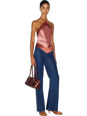 REFORMATION Jillian Silk Halter Top - Pink