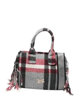 SECRET PON-PON Plaid Fringed Shoulder Bag - Red