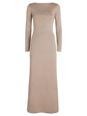 Max Mara Metallic-knit Maxi Dress - Beige