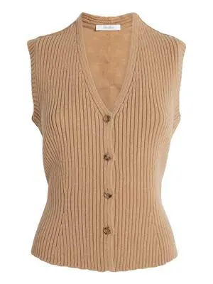Max Mara Wool-cashmere-blend Knitted Gilet - Beige
