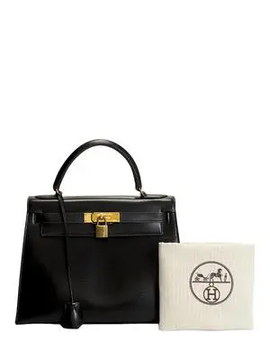 FWRD RENEW Hermes Box Kelly 28 Handbag - Noir