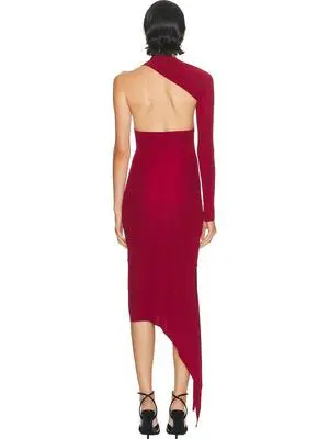 COURREGES One Shoulder Crepe Jersey Dress - Grenat