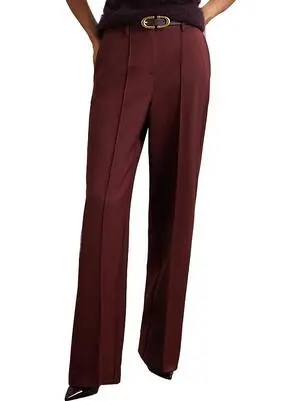REISS Luisa Wide Leg Pants - Burgundy