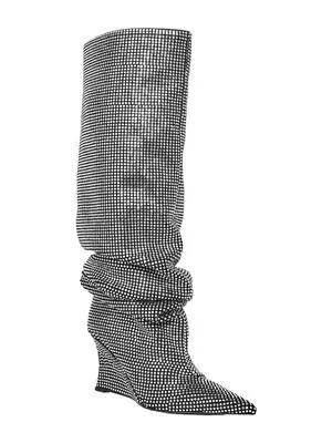 Aqua Glam Slouch Boots - Silver