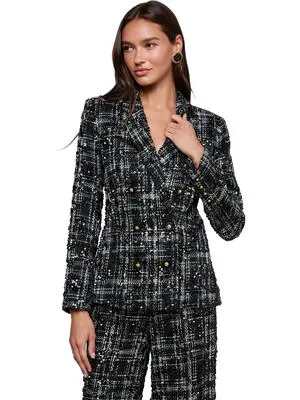 L'Agence Colin Sequined Tweed Blazer - Black/ivory Tweed Black Sequin