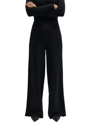 ME+EM Silk Knit Evening Palazzo Pant - Black