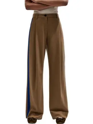 ME+EM Wool Straight-leg Pleat Front Trousers - Camel