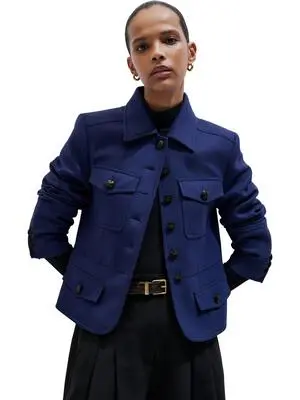 ME+EM Fitted Military Jacket - Jewel Blue