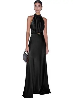 ME+EM Draped Full-length Dress - Black
