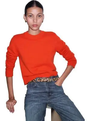 ME+EM Crew Neck Crop Jumper - Vivid Orange