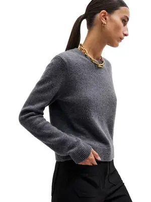ME+EM Relaxed Fit Cropped Jumper Mid Grey Melange