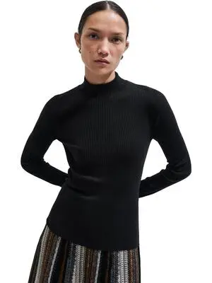 ME+EM Slim Rib Layering Jumper - Black