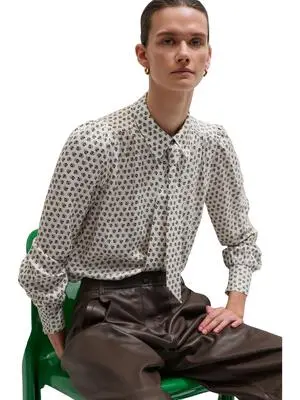 ME+EM Micro Paisley Print Blouse With Tie