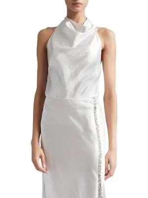 JASON WU Embellished Cowl Back Halter Top - Oyster