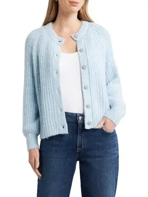 Caslon Metallic Shaker Stitch Cardigan - Blue Skyway