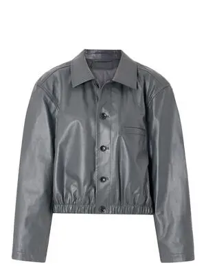 LEMAIRE Leather Cropped Jacket - Gray