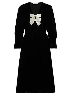 Sea Seraphine Satin-trimmed Velvet Midi Dress - Black