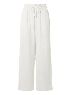 Melissa Odabash Krissy Crinkled-Cotton Straight-Leg Pants Neutrals