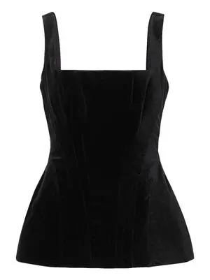 Costarellos Cotton-velvet Bustier Top - Black