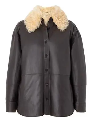 Acne Studios Shearling Lined Leather Jacket - Brown