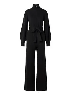 WE NORWEGIANS Geilo Belted Merino Wool Jumpsuit - Black