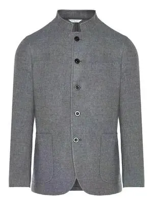 Boglioli Buttoned Collarless Jacket - Grey