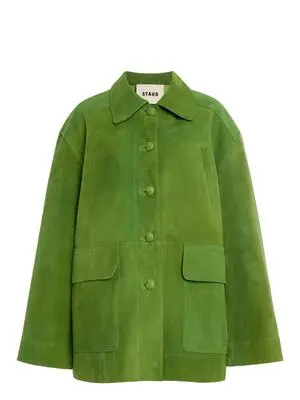 Staud Roxanne Suede Shirt Jacket - Green