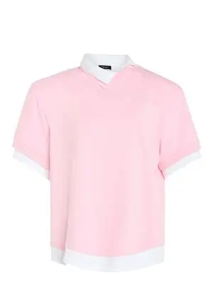 A.W.A.K.E. Mode Padded Cotton Double-collar Rugby Top - Pink