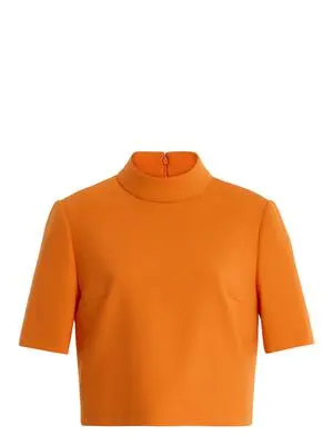 Carolina Herrera Tailored Bi-stretch Wool Mockneck Top - Orange