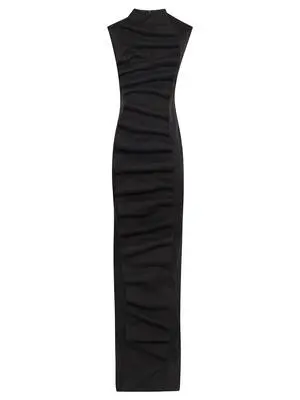 A.W.A.K.E. Mode Ruched Flax-blend Maxi Dress - Black